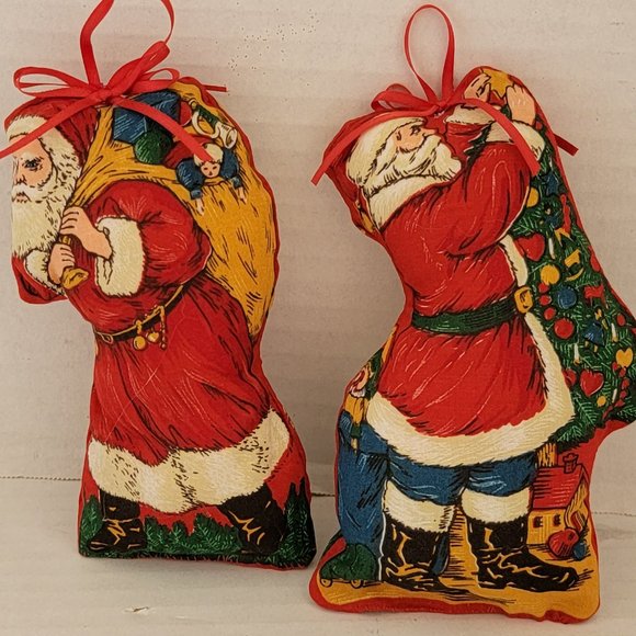 Holiday | 2 Cloth Hand Made Crafted Santa Christmas Decor Ornament Tree ...